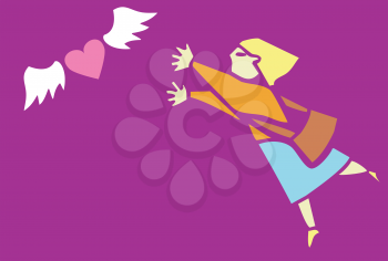 Royalty Free Clipart Image of a Woman Chasing a Winged Heart #514101 ...